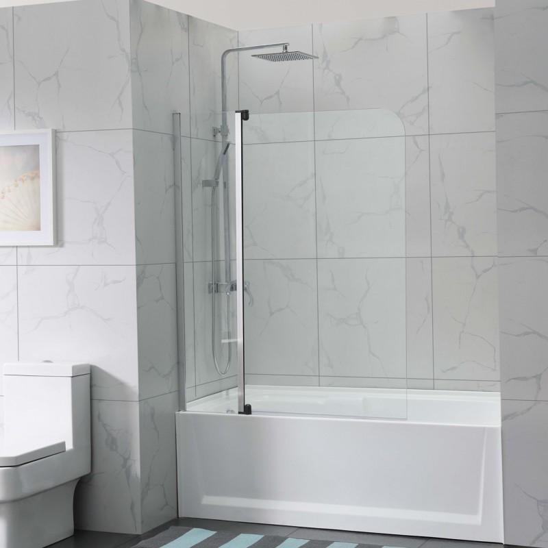 1200 x 1400 mm Pivot Frameless Over Bath Screen | Smeaton Bathrooms